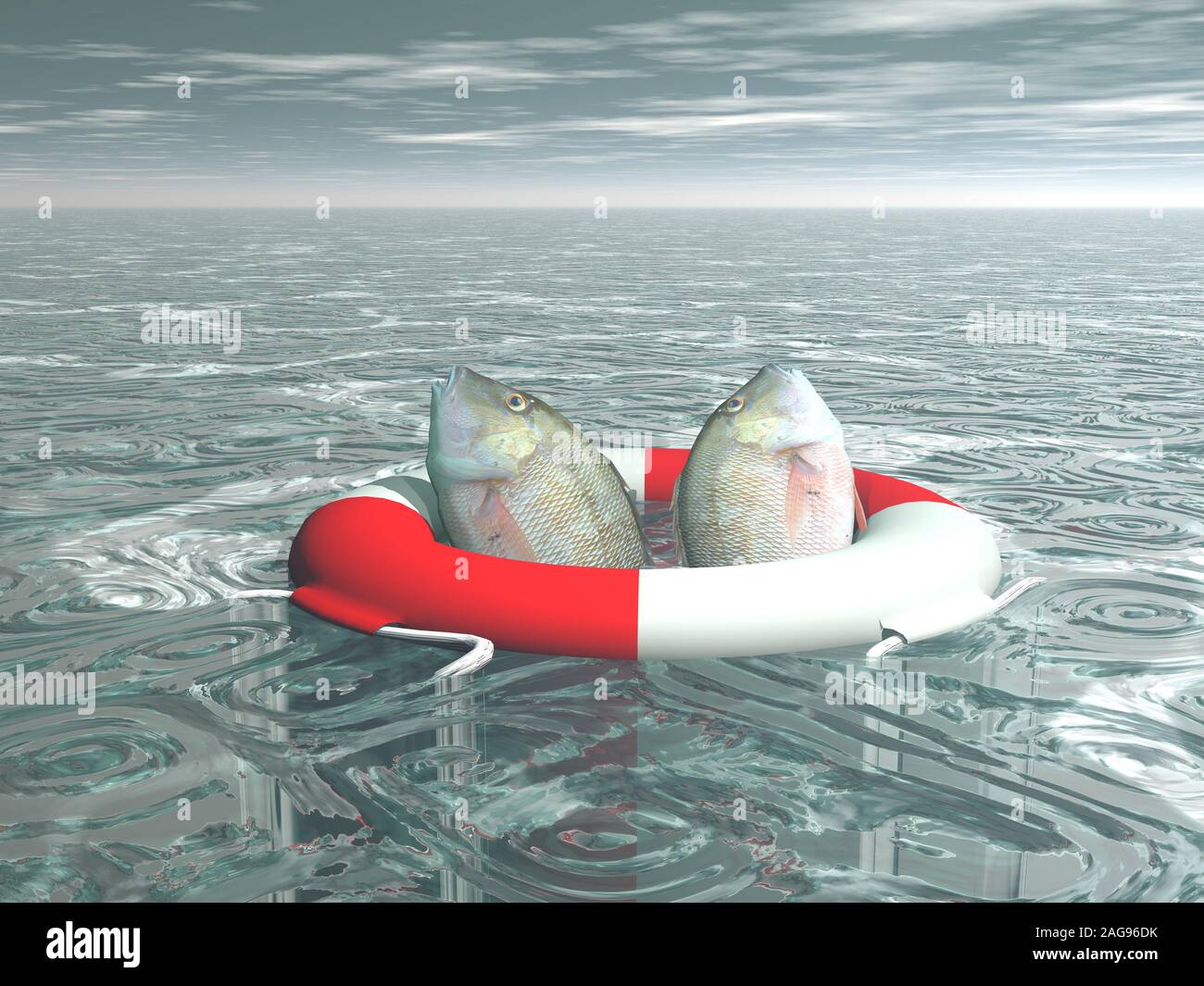 Save the endangered fishes concept - 3D render Stock Photo - Alamy