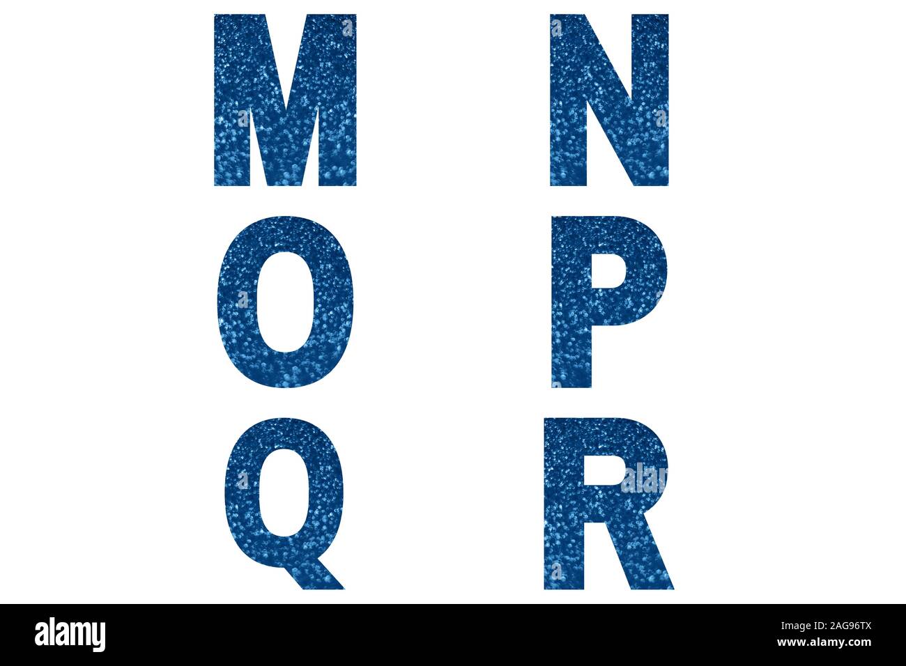 Blue font Alphabet m, n, o, p, q ,r made of blue sparkle background ...