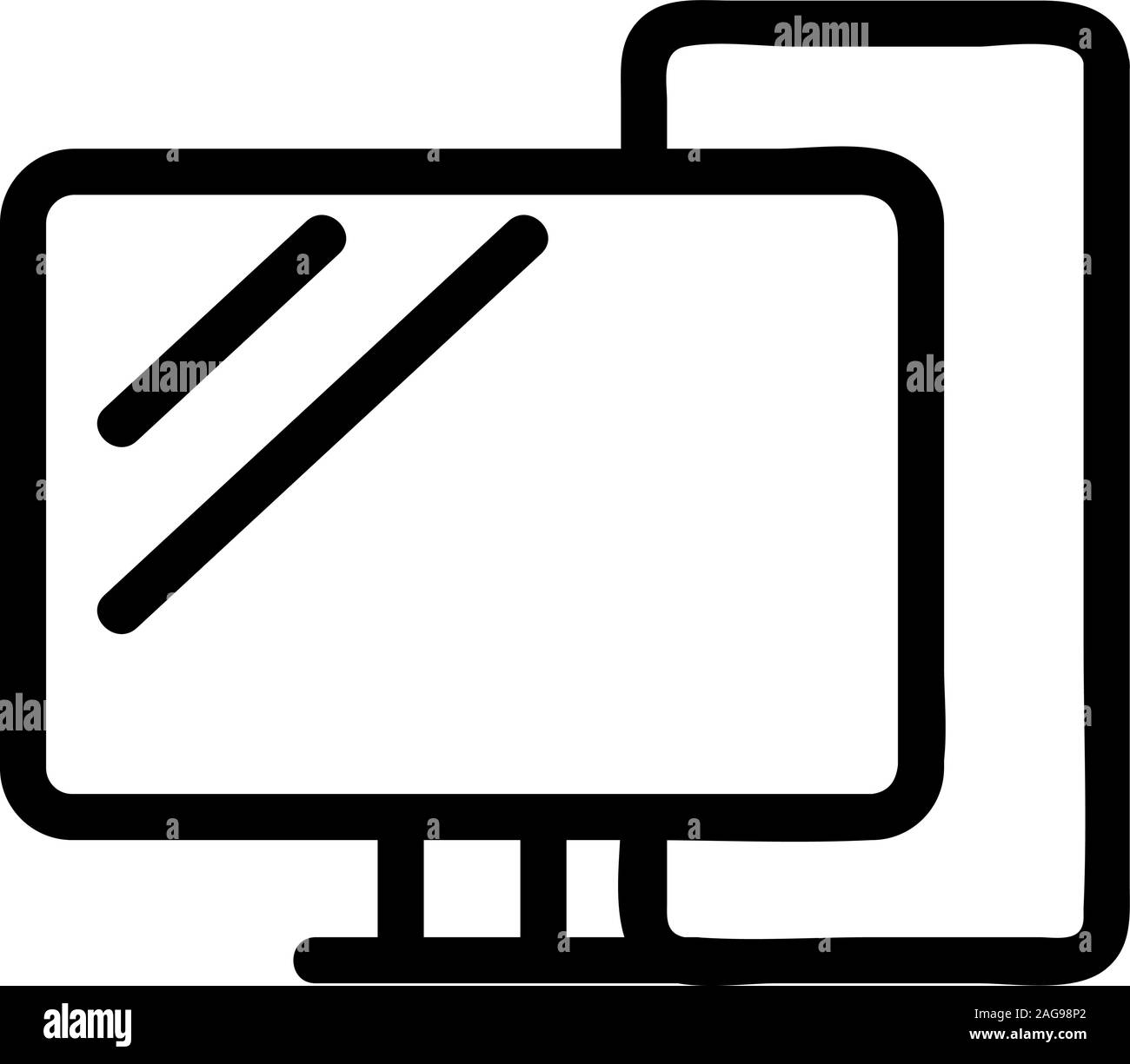 Working computer icon vector. Isolated contour symbol illustration ...