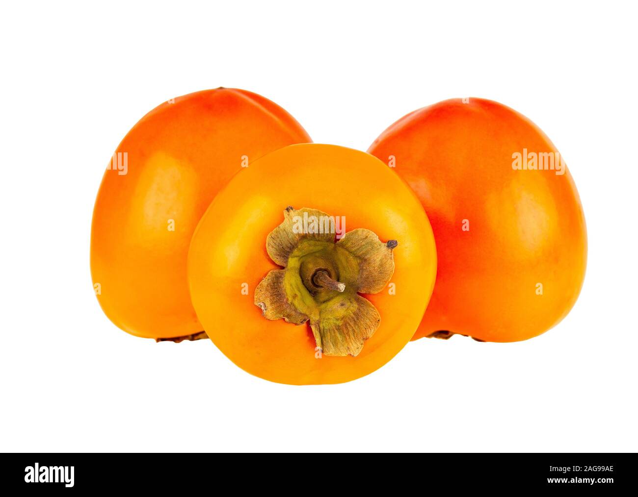 Persimmons fruit or three kaki fruits isolated on white Stock Photo - Alamy