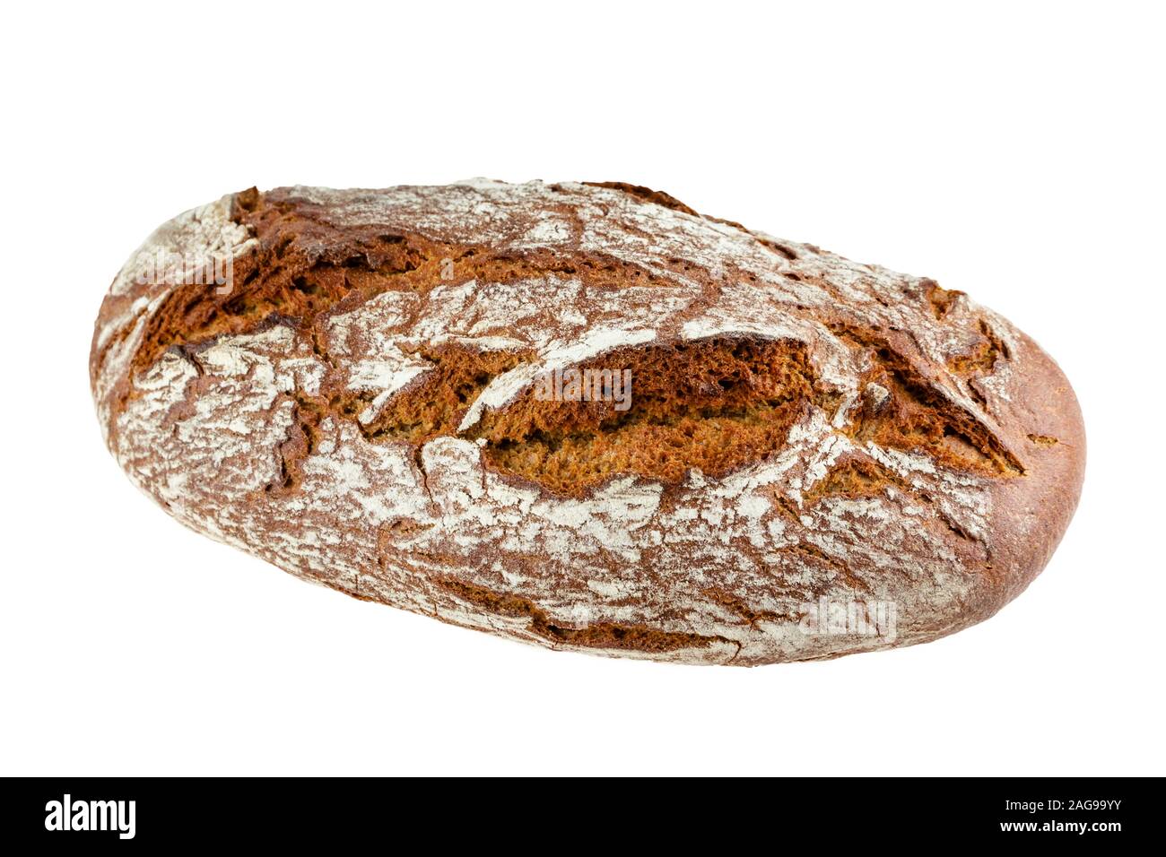 Rustic-style rye bread isolated on white background Stock Photo - Alamy
