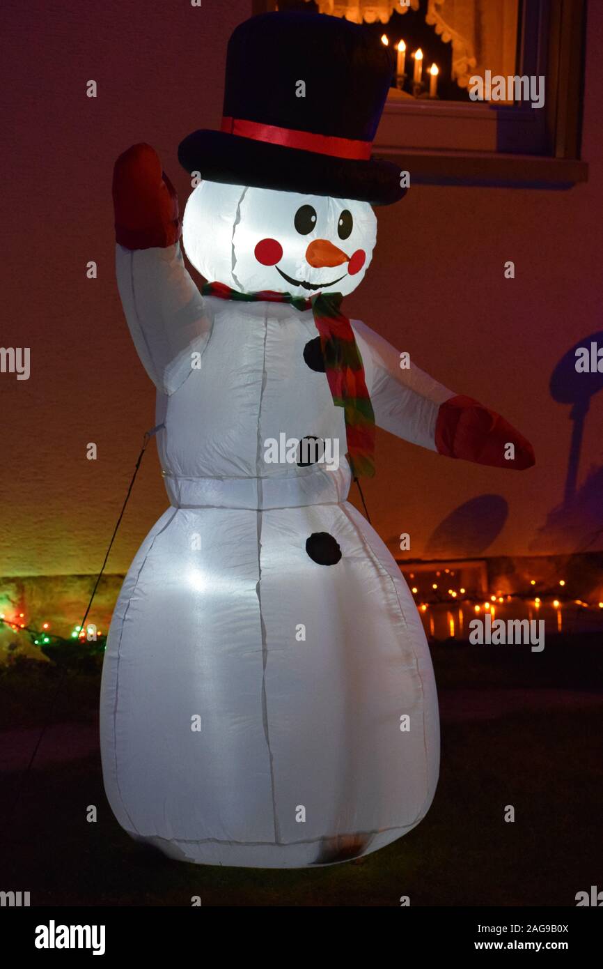 inflatable Snowman in the Front yard Stock Photo - Alamy