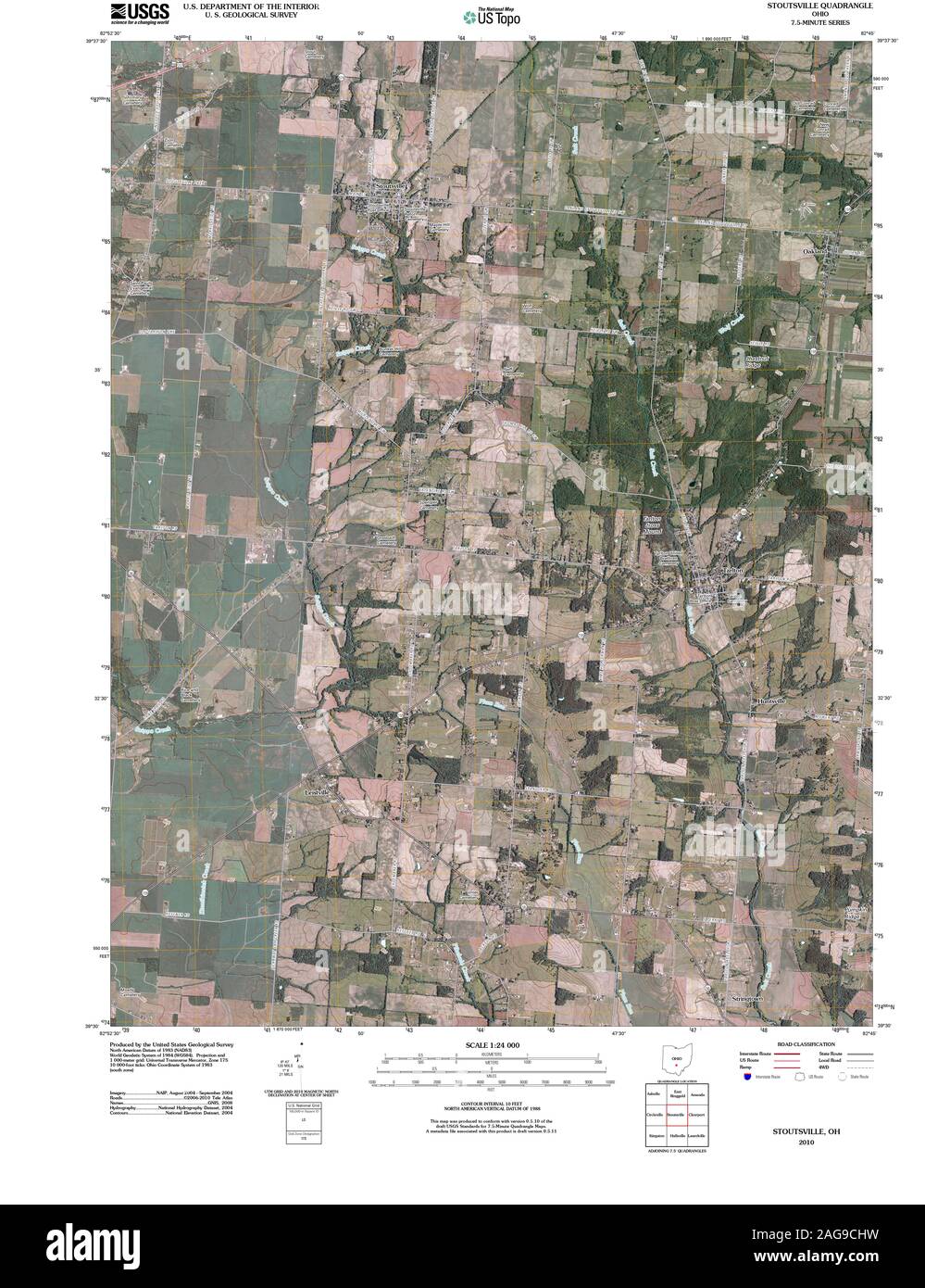 USGS TOPO Map Ohio OH Stoutsville 20100722 TM Restoration Stock Photo ...