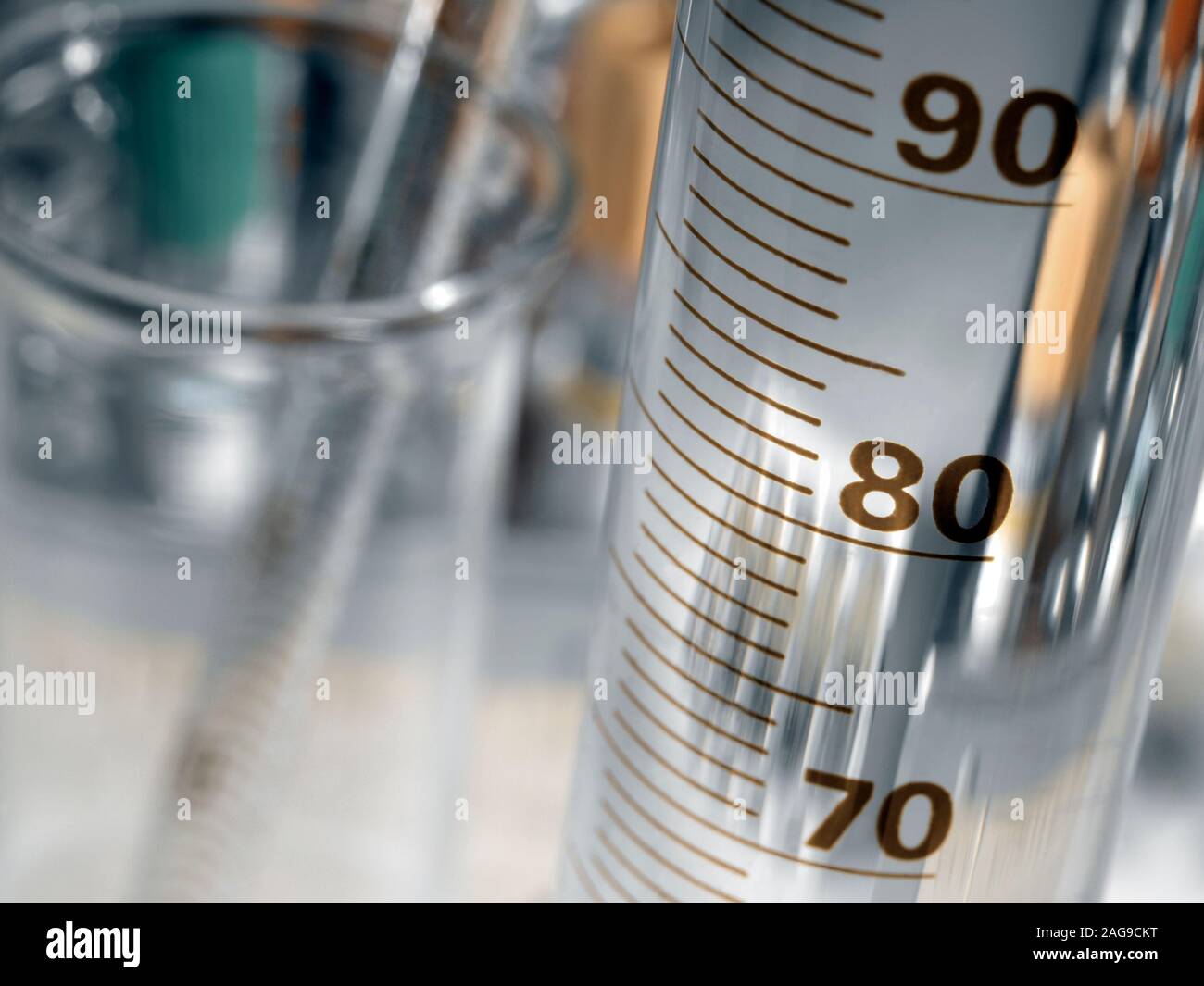 Chemical Laboratory - glassware, flasks and measuring cylinder ...