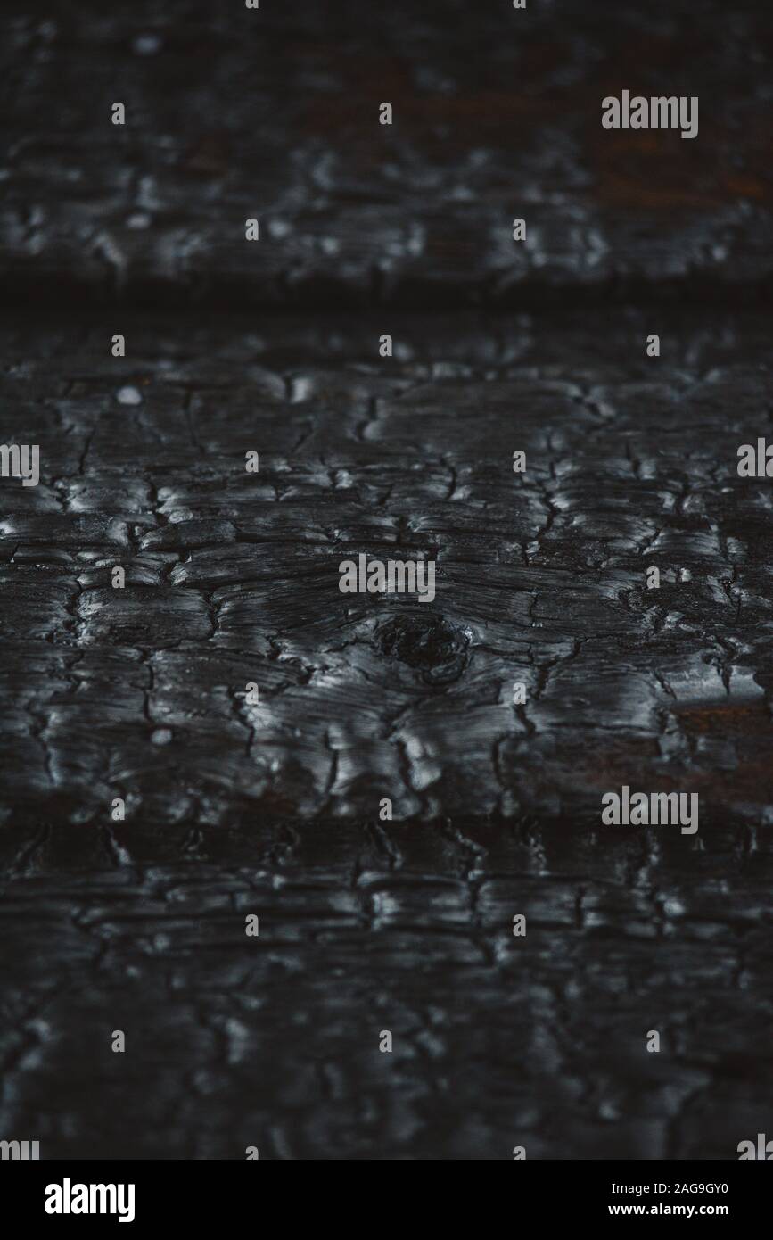 Charred wooden plank wall. Background close-up. Texture Stock Photo - Alamy