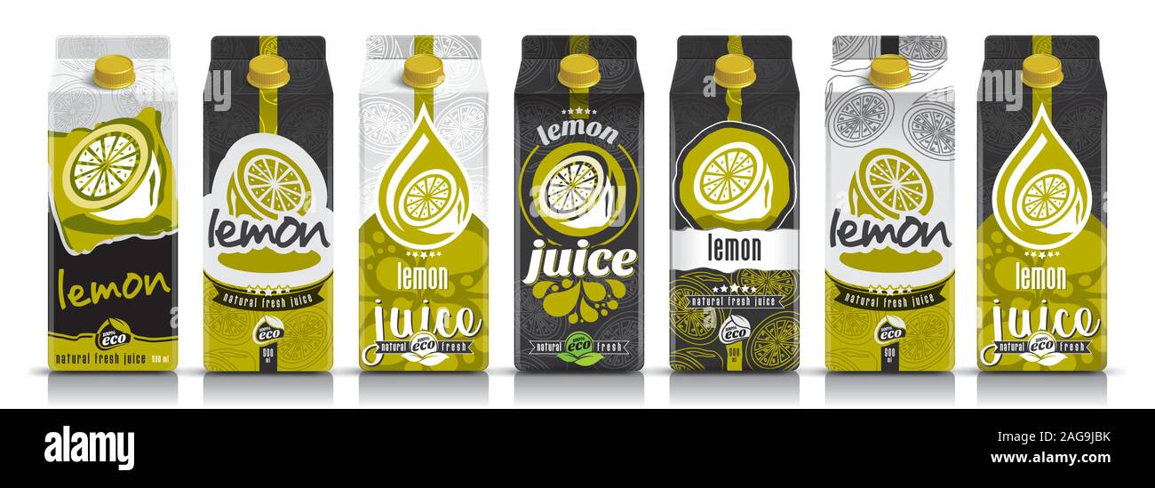Ready design vector lemon juice, fruit package set Stock Vector Image ...
