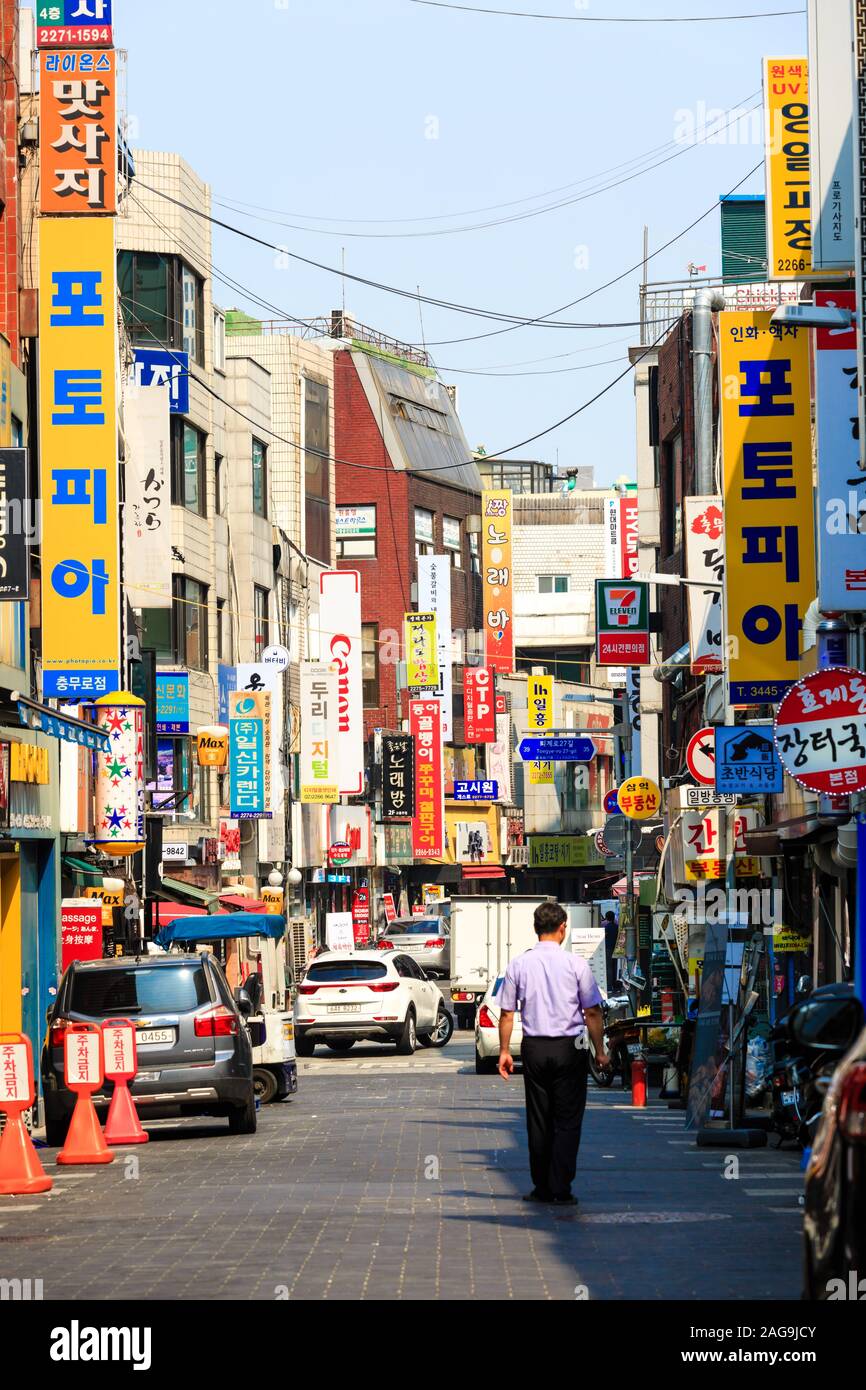 Seoul,Korea-24 Apr 2019:The day view of streets at Myeong-dong ...