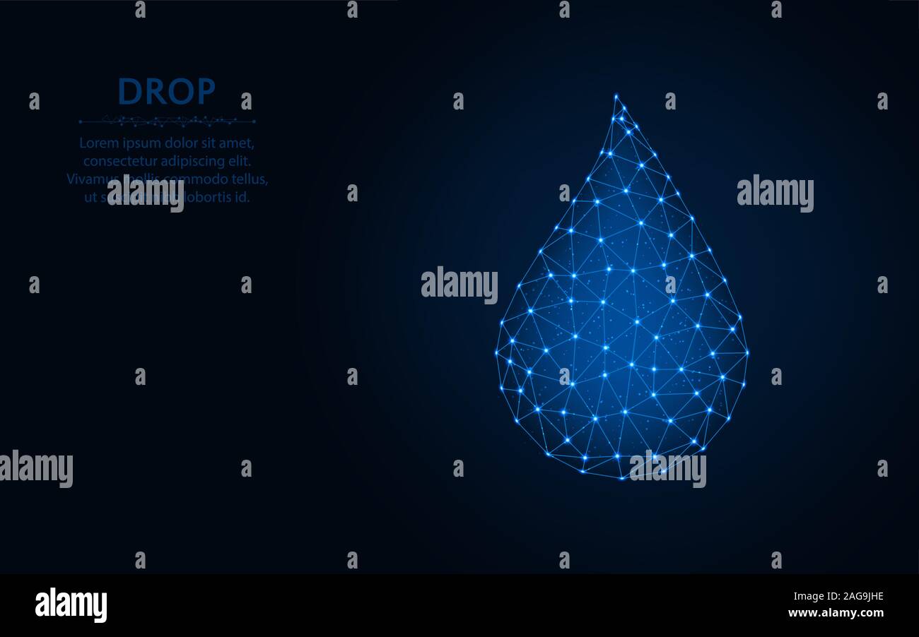 Drop low poly design, Water wireframe mesh polygonal vector ...