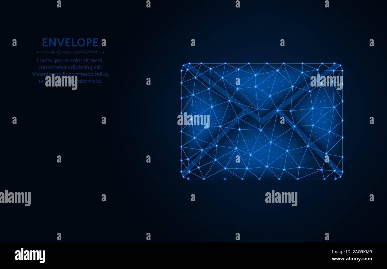 The envelope low poly design, mail, letter wireframe mesh polygonal ...