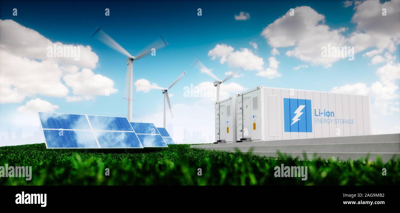 Concept of energy storage system. Renewable energy - photovoltaics ...