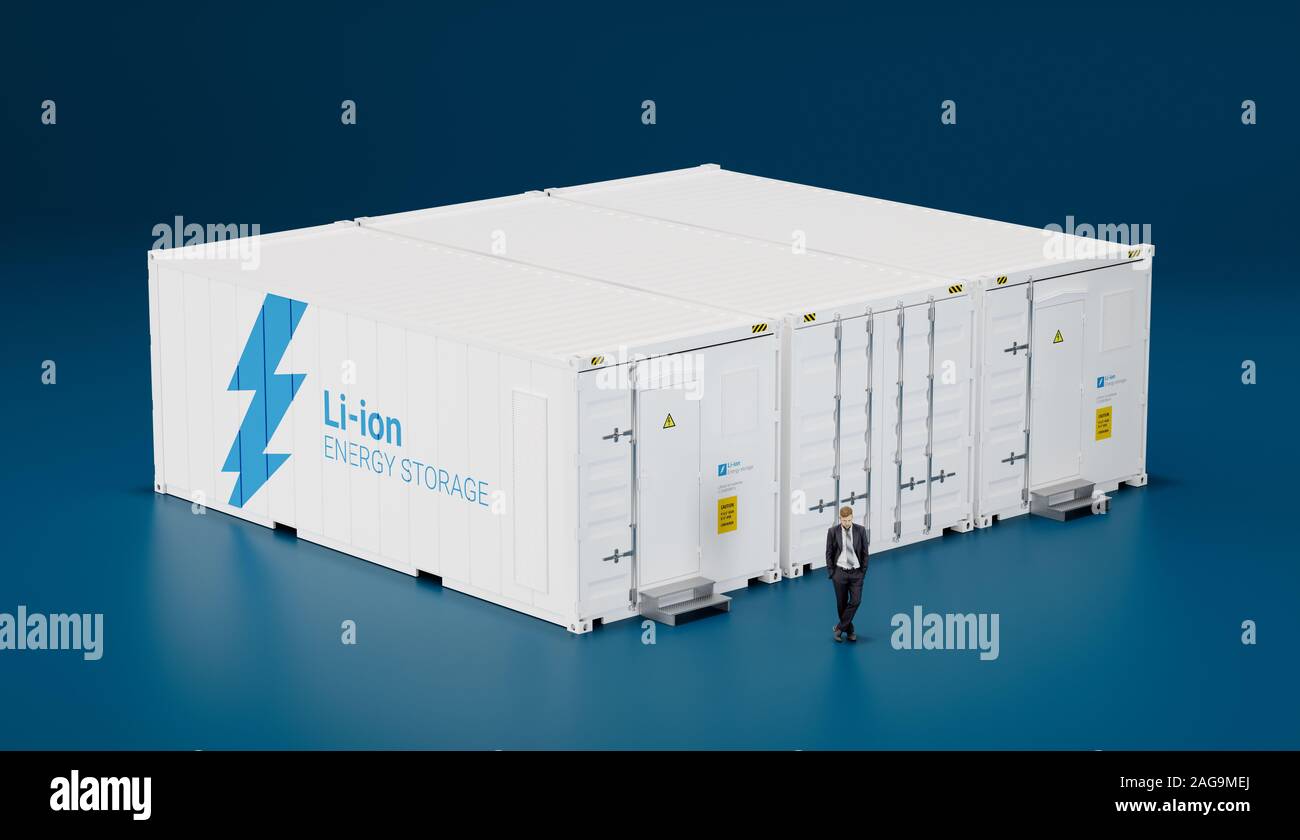 Concept of advanced battery energy storage facility made of shipping ...