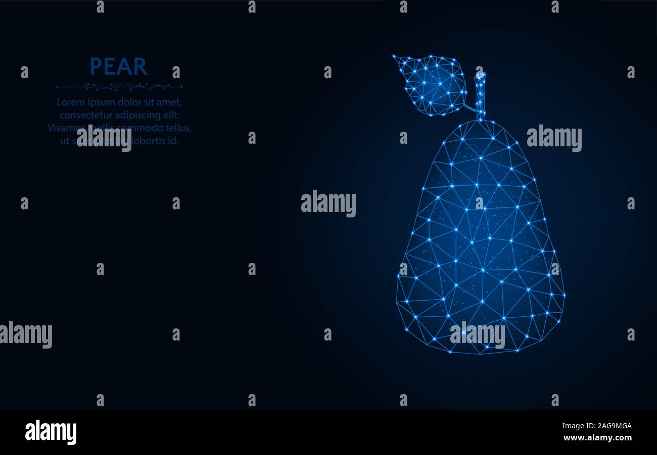 Pear low poly design, Fruit wireframe mesh polygonal vector ...