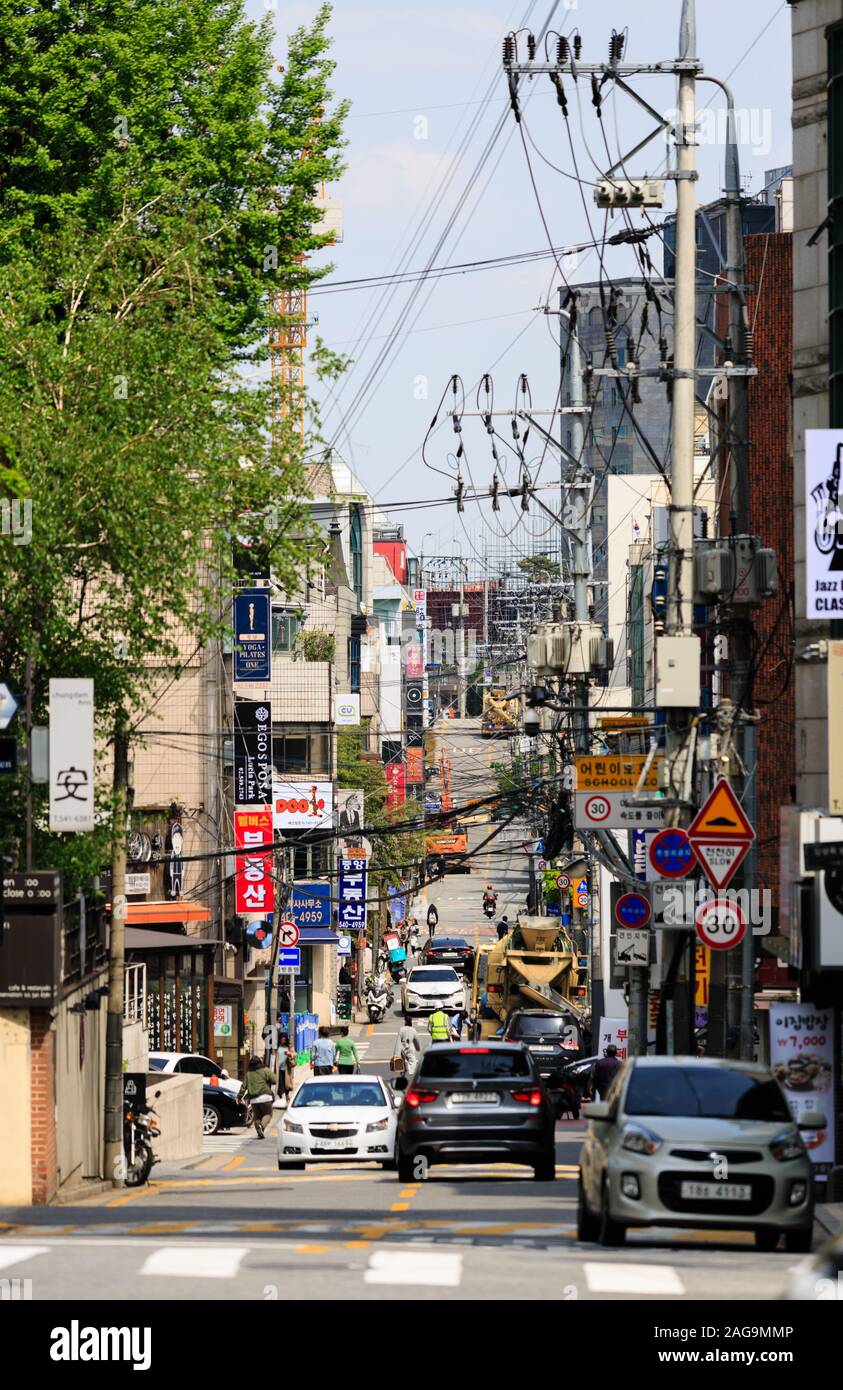 Seoul,Korea-27 Apr 2019:the day view of street in Gangnam area Stock ...