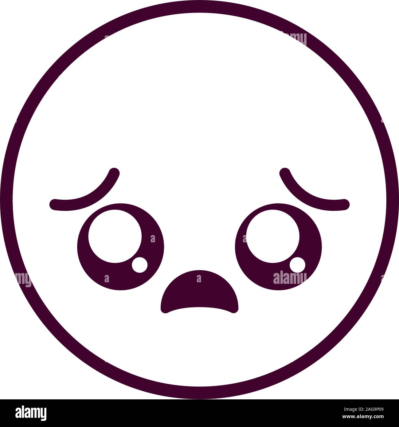 sad circle cartoon design, Kawaii expression cute character funny and ...