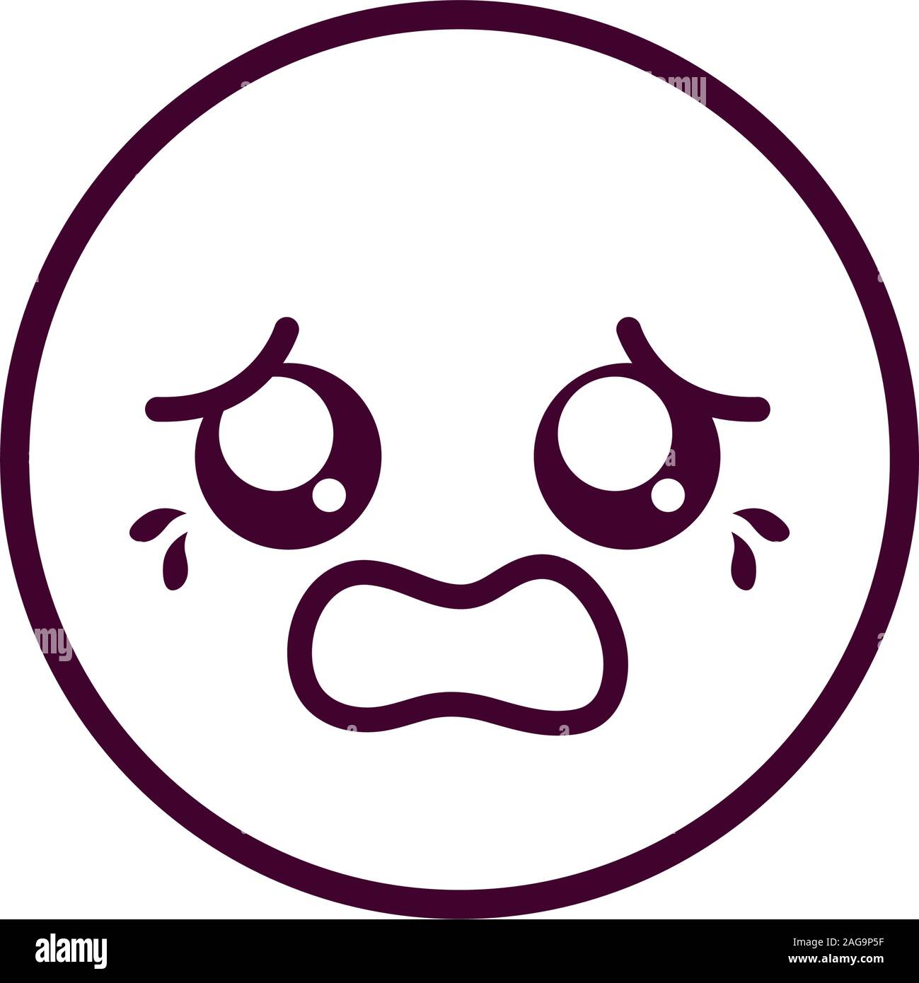 scared circle cartoon design, Kawaii expression cute character funny ...