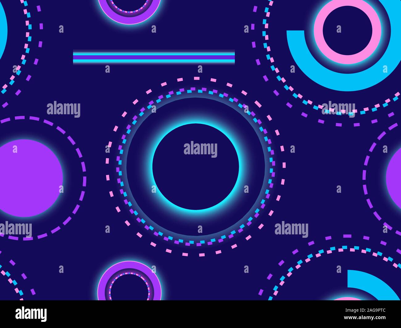 Cyberpunk seamless pattern. Retro futurism of the 80s. Neon round and ...