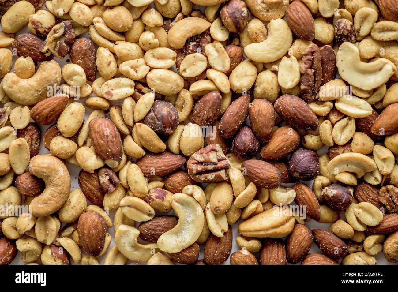 Overhead shot of different types of nuts - great for background Stock ...