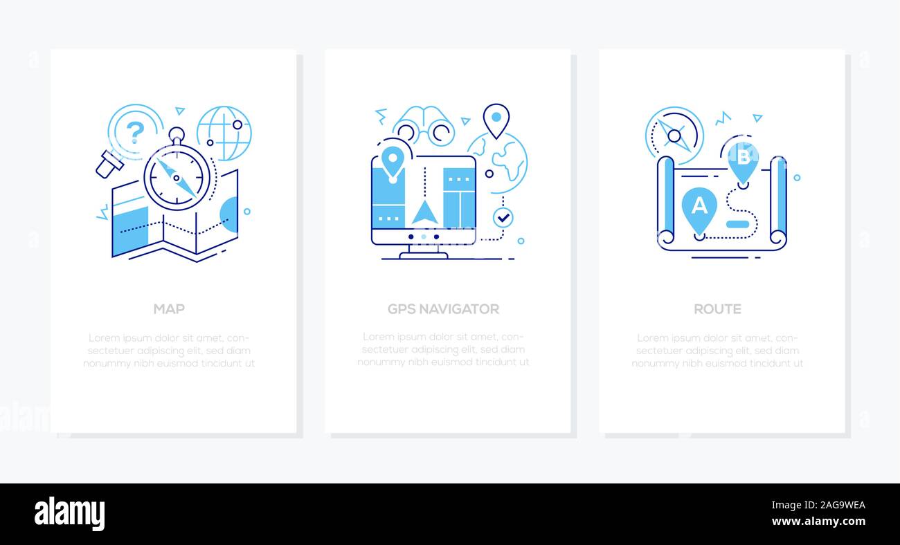 Navigation monitor map line Stock Vector Images - Alamy