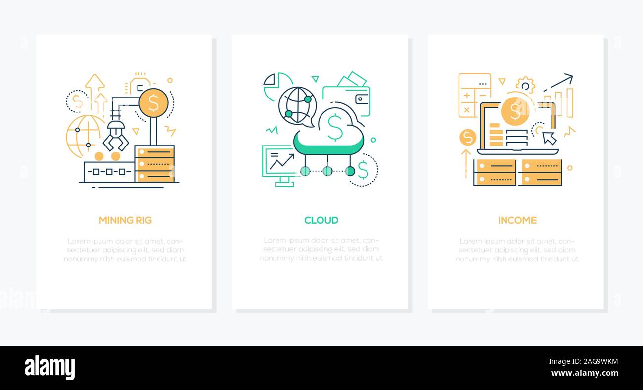 Technology and finance - vector line design style banners set Stock ...