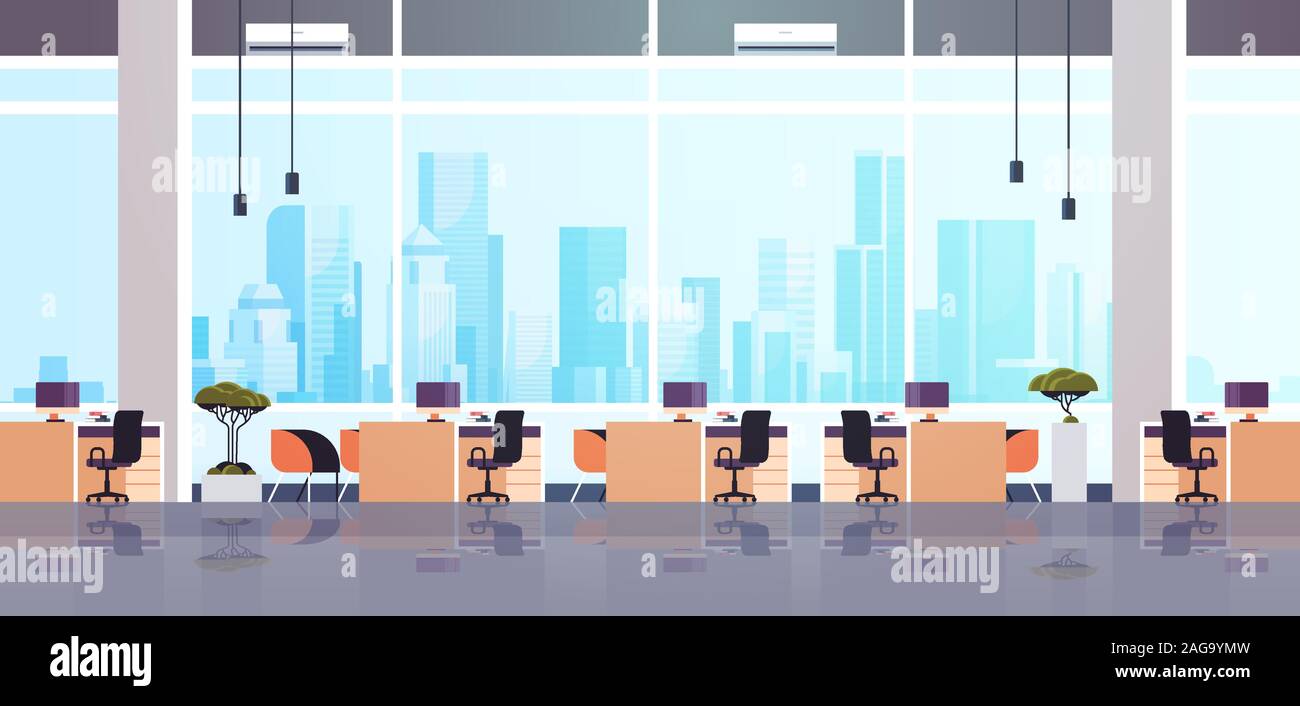 creative office co-working center empty no people workspace with ...