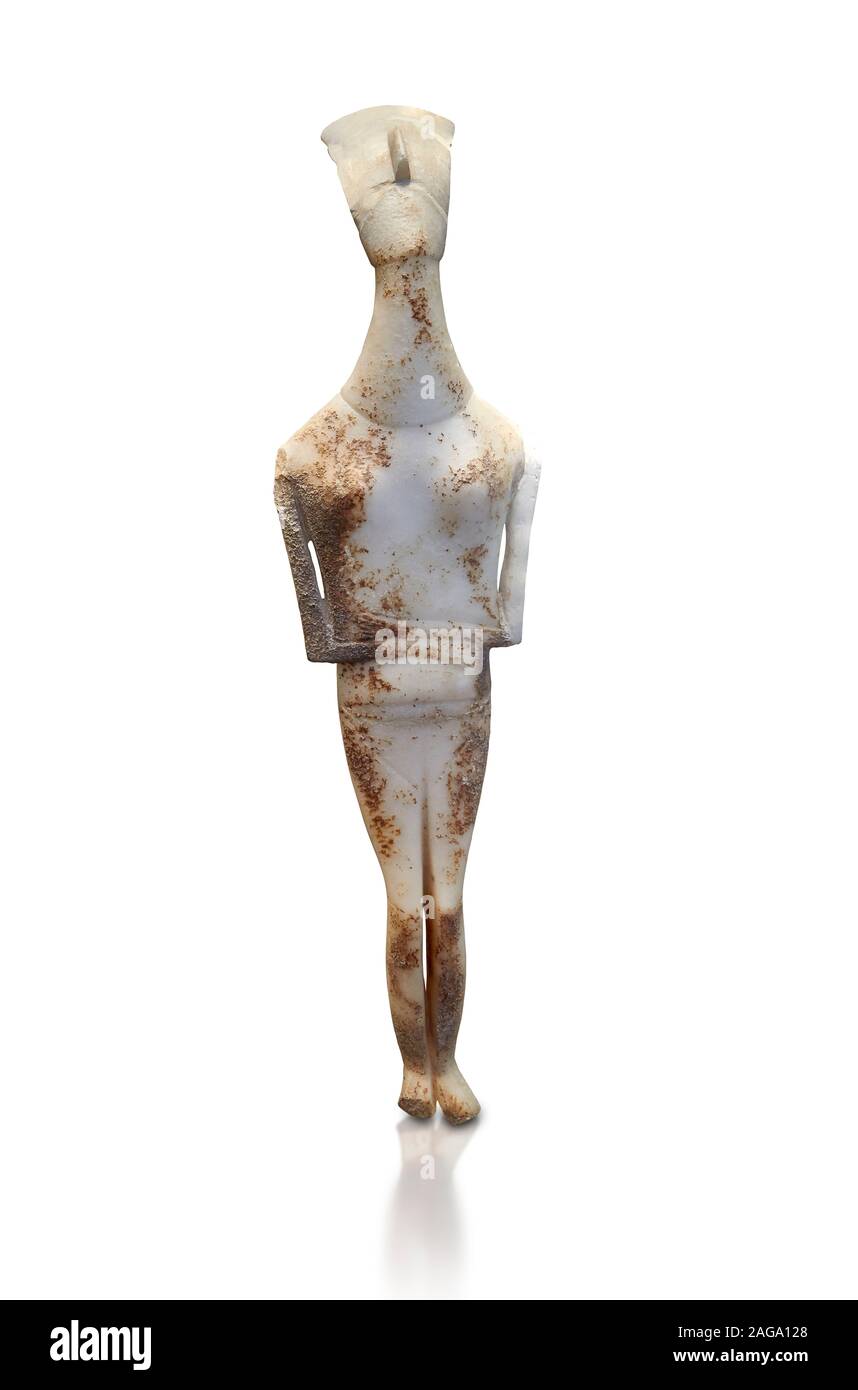 Female Cycladic statue figurine with folded arms of the Spedos and ...