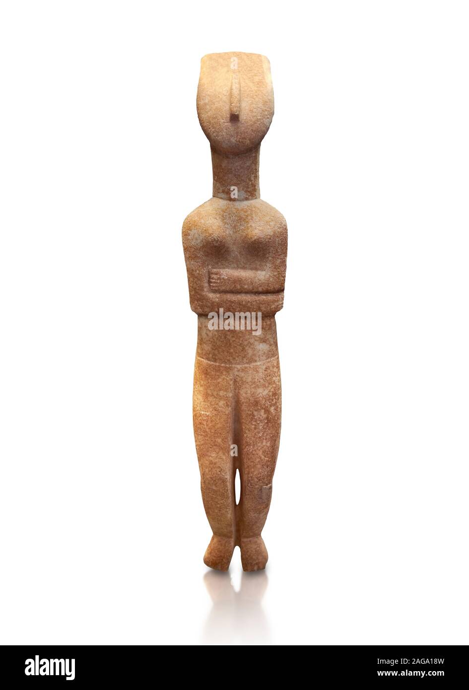 Female Cycladic statue figurine with folded arms of the Spedos and ...