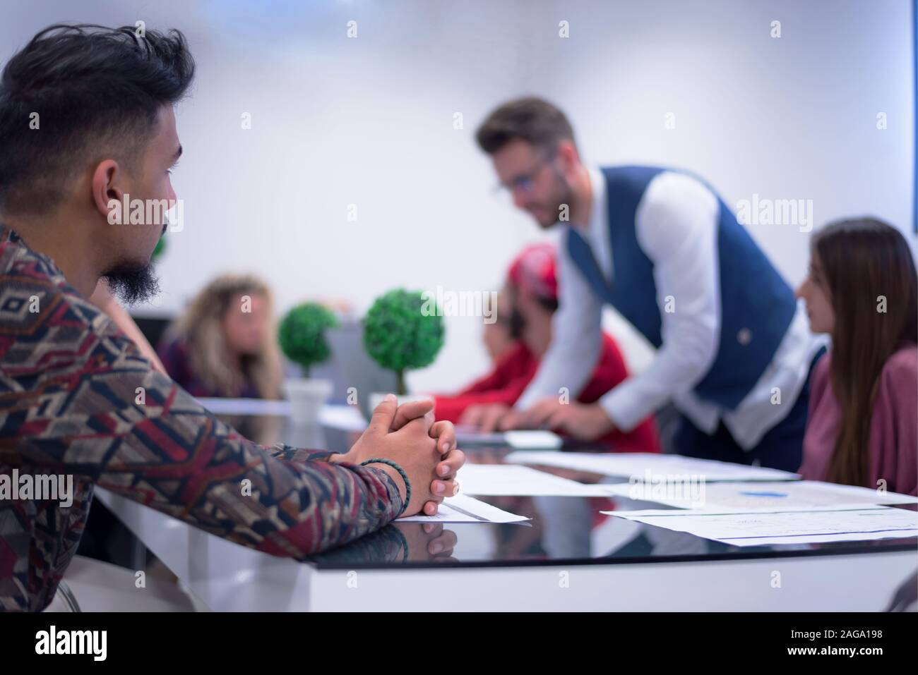Young students listening the lecture with interest on university Stock ...