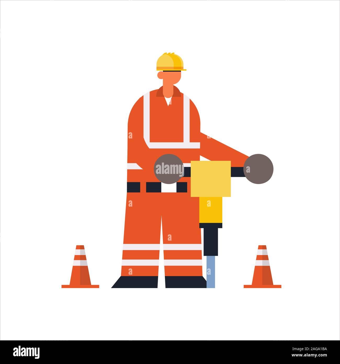 Construction jackhammer drilling cartoon Stock Vector Images - Alamy
