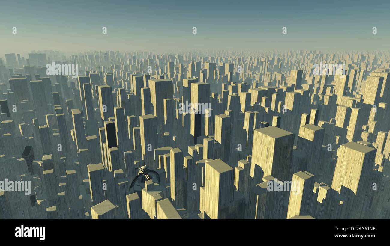 Futuristic mega city. 3D rendering Stock Photo - Alamy