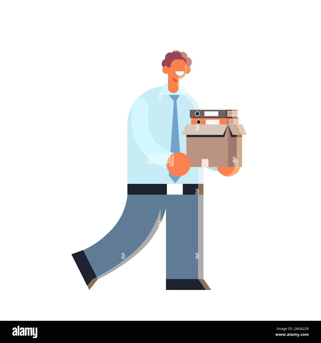 businessman holding box with stuff things happy business man standing ...