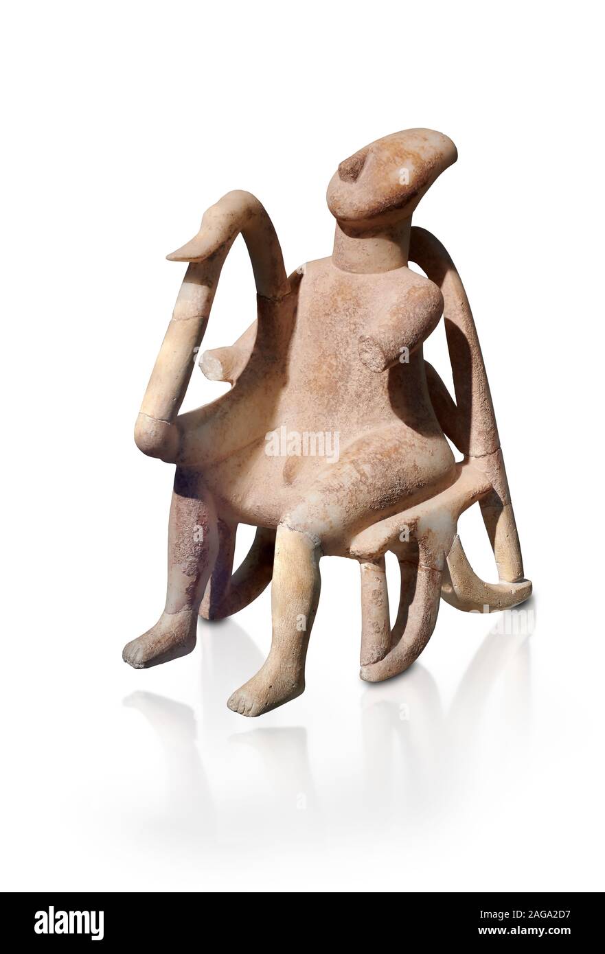 The 'Harpist of Keros' a seated parian marble female Cycladic figurine ...