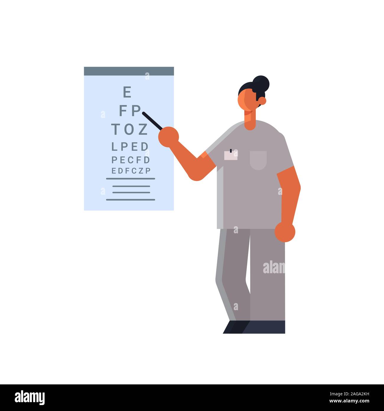 female doctor ophthalmologist pointing at letters on eye chart medicine ...