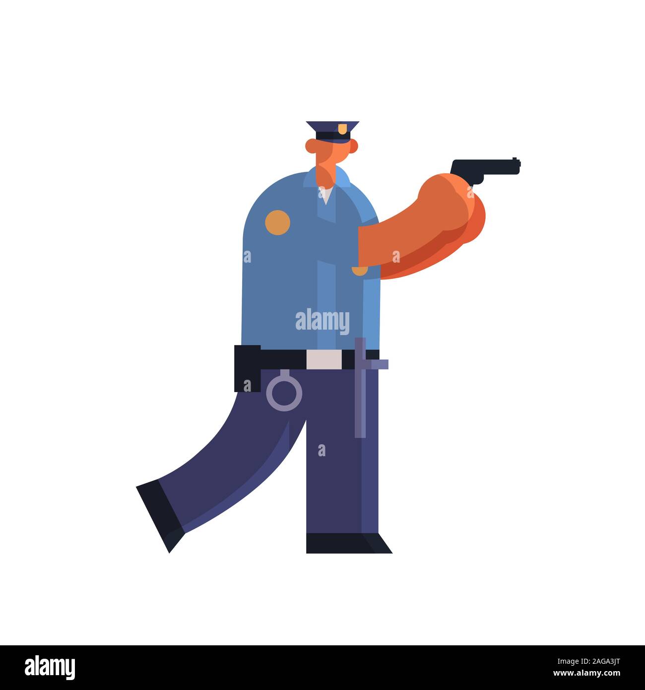 police officer standing with pistol policeman in uniform holding weapon ...