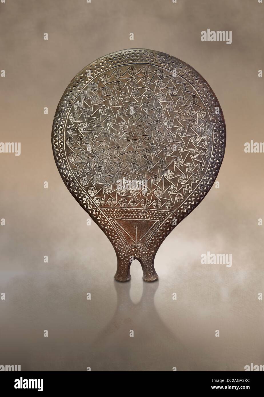 Cycladic terracotta 'frying pan' with incied spiral decoration from ...