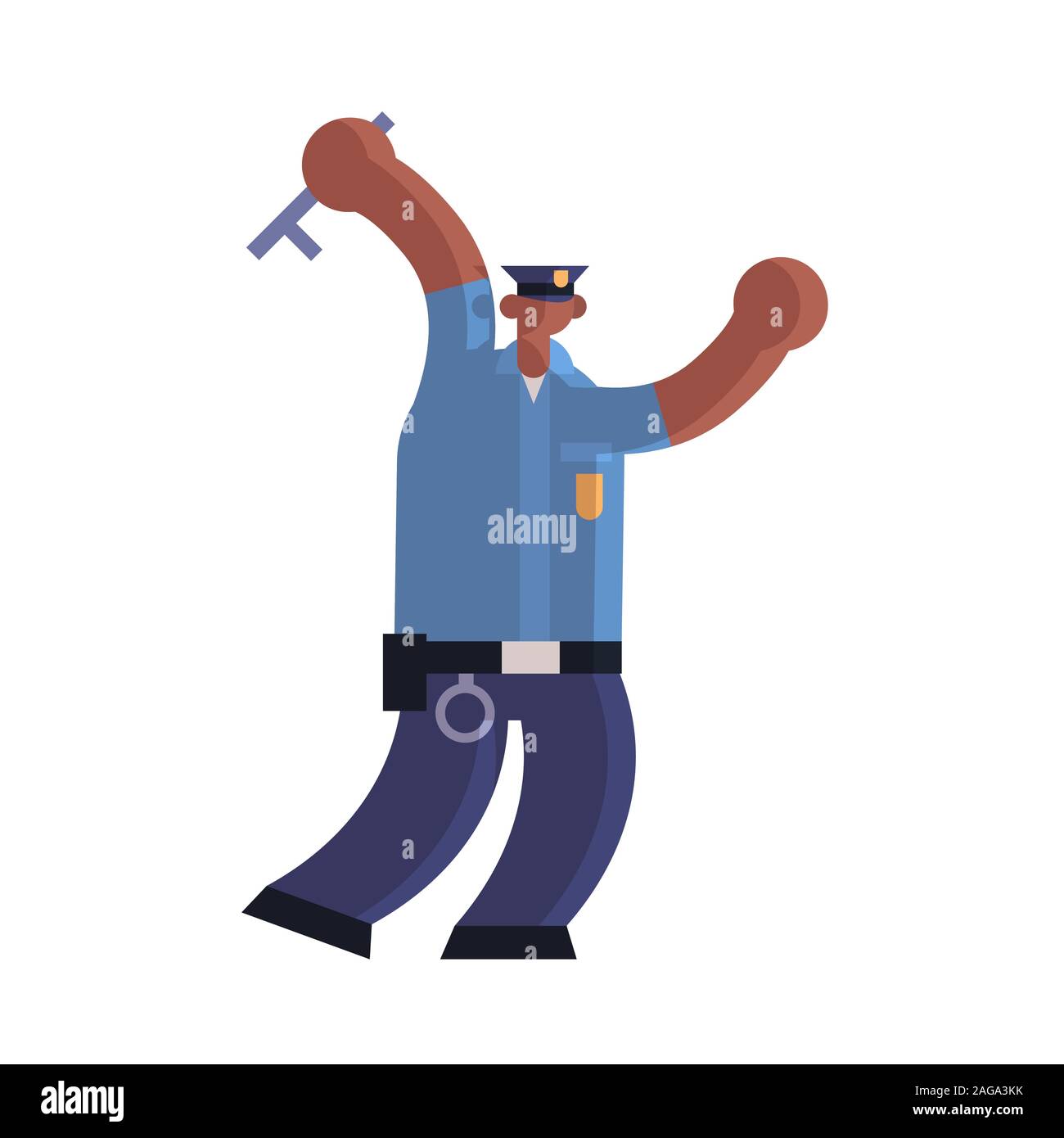 police officer using stick african american policeman in uniform ...