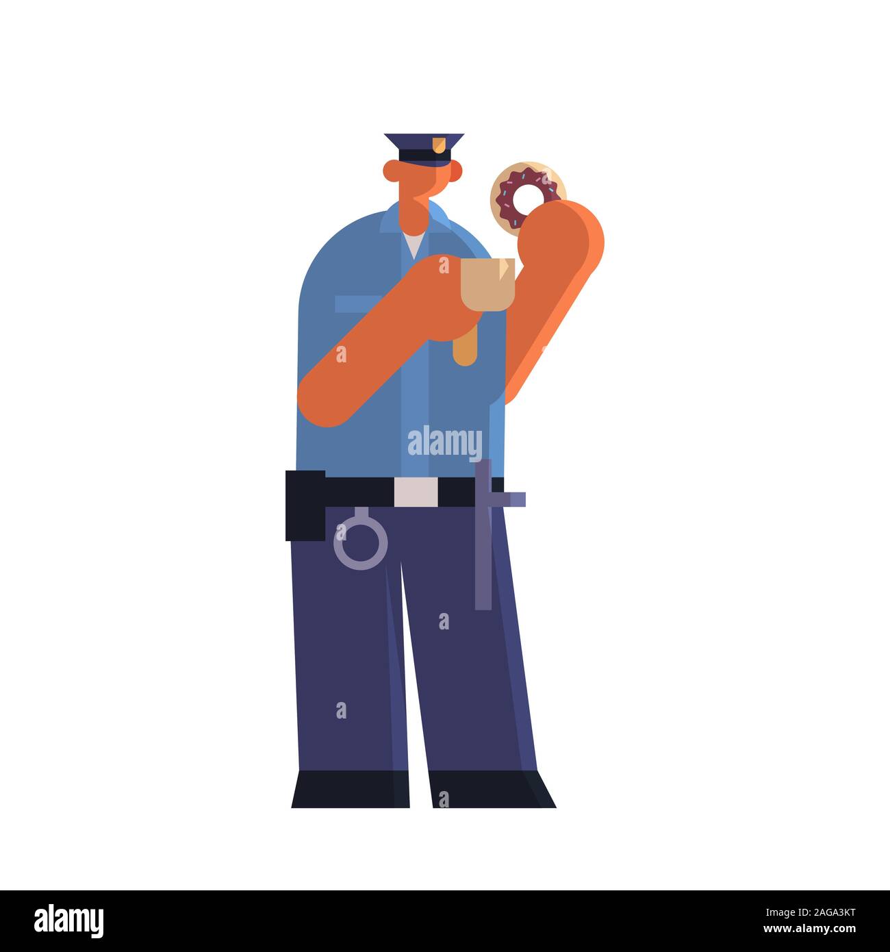 Cartoon illustration man eating donut hi-res stock photography and ...