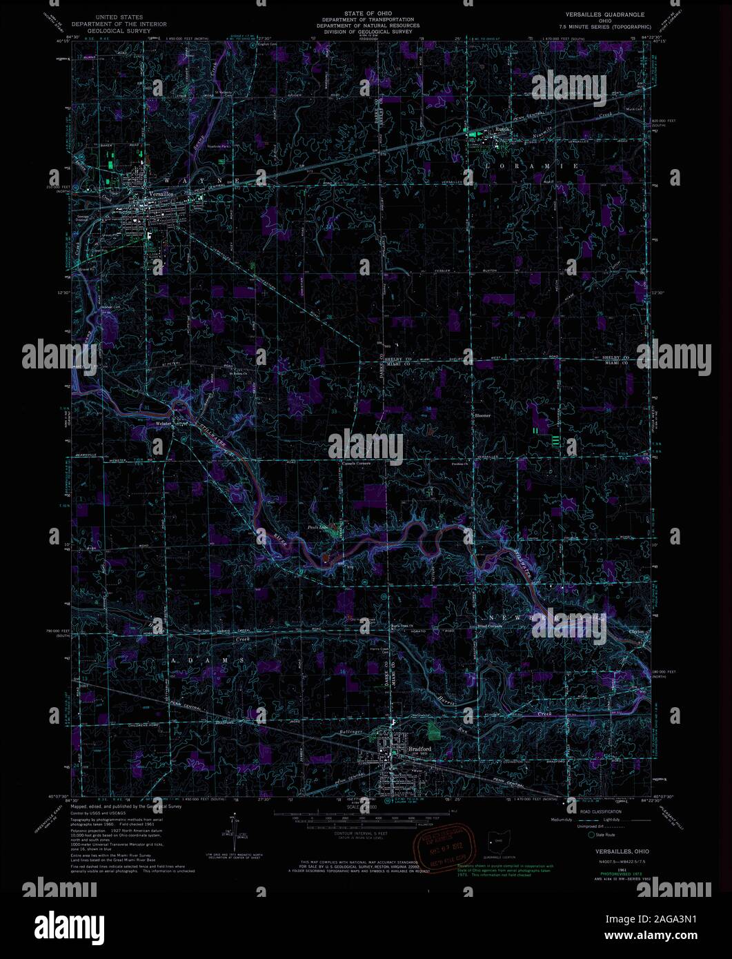 Versailles ohio map hi-res stock photography and images - Alamy