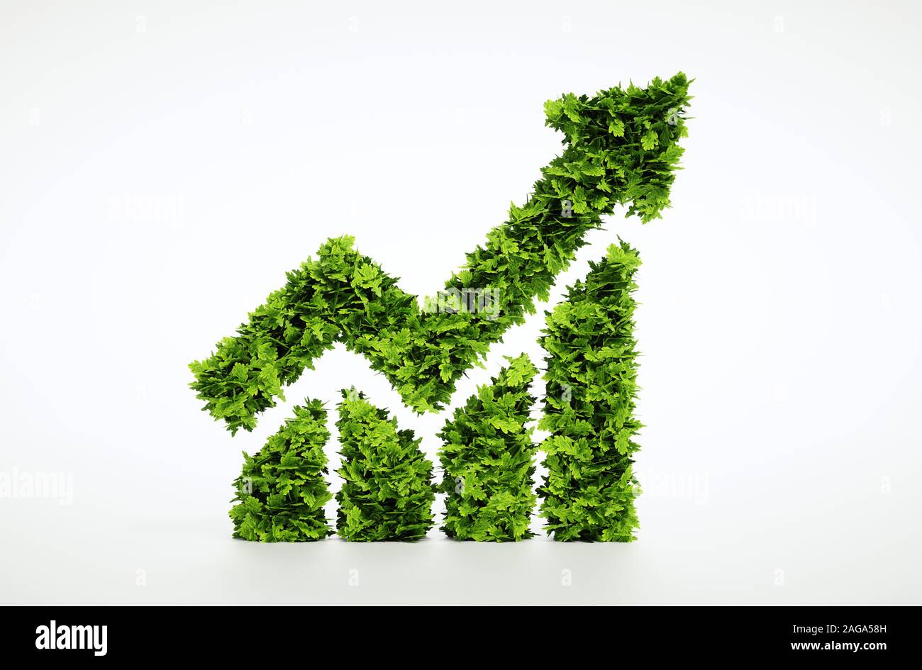 3d rendering of green line chart isolated on white background Stock ...