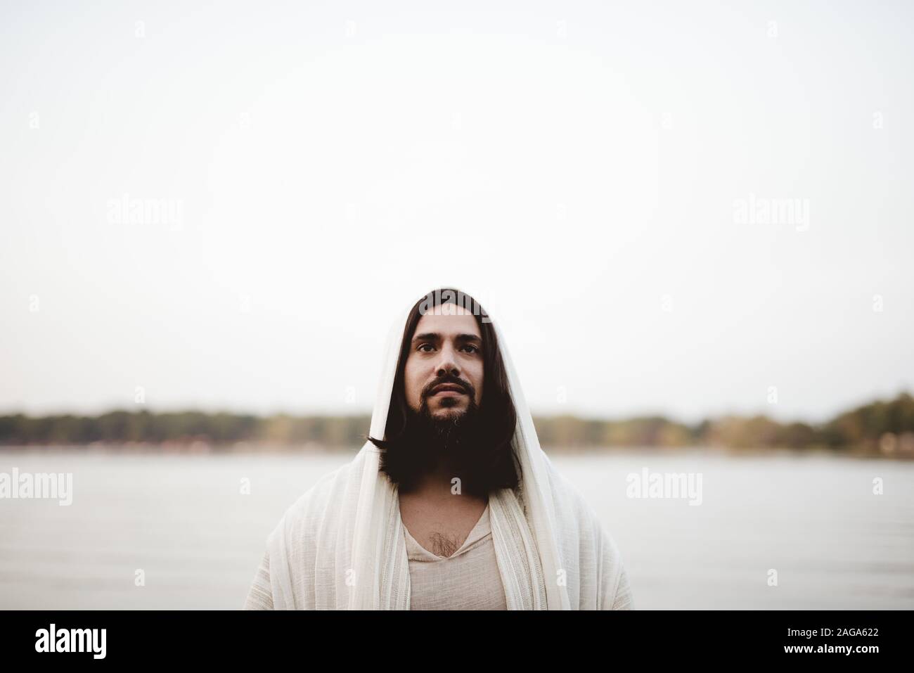 Jesus christ portrait blue sky background hi-res stock photography and ...