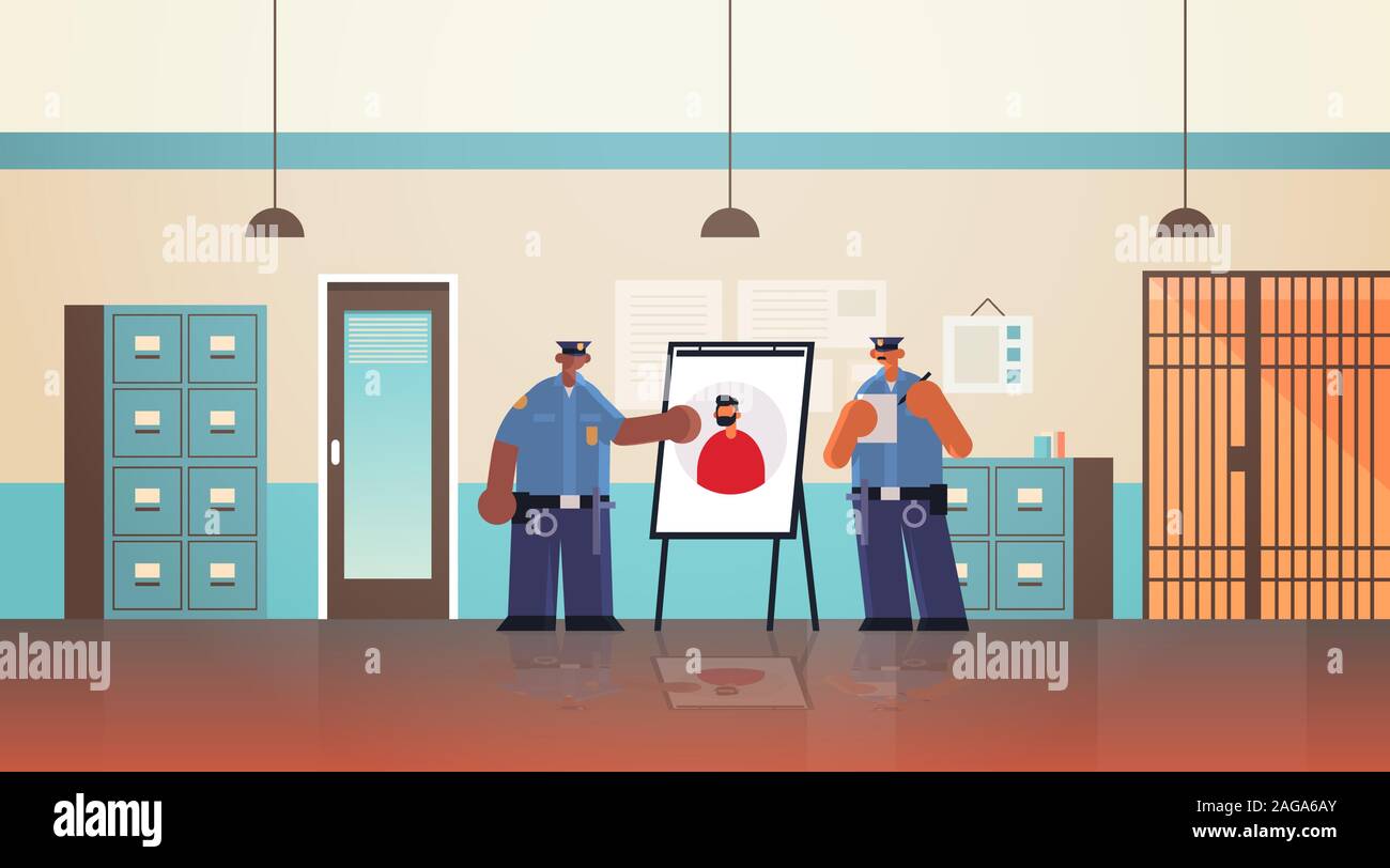 Cartoon illustration police officer looking hi-res stock photography ...
