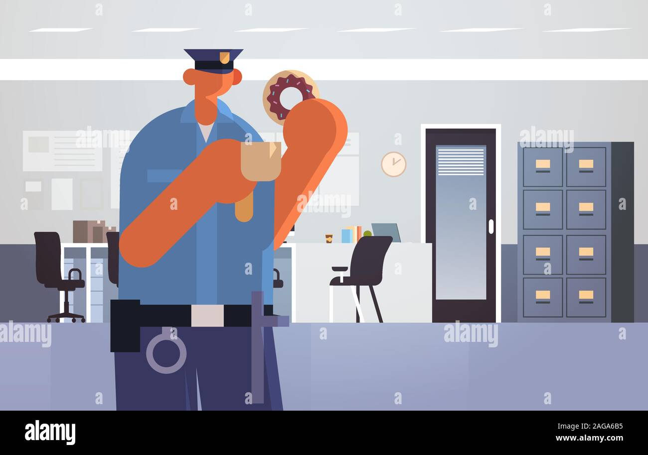 Cartoon illustration man eating donut hi-res stock photography and ...