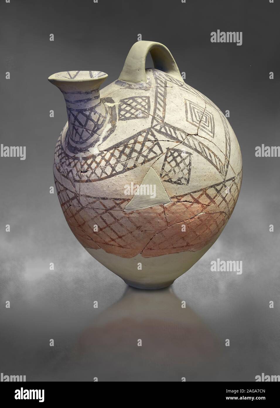 Cycladic askos with hatched painted decoration. Cycladic III (2300-2000 ...