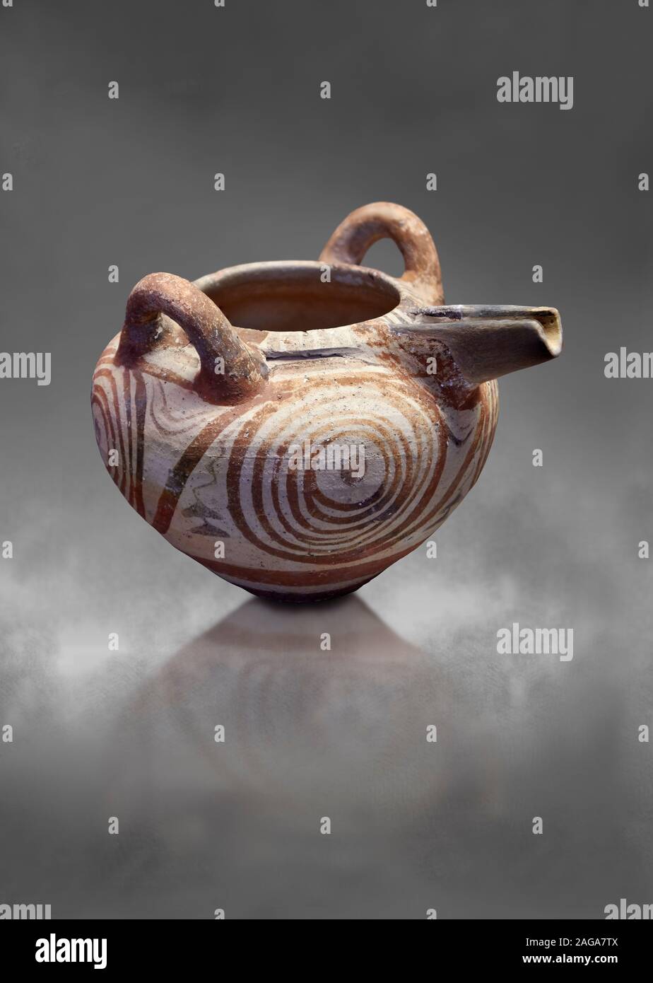 Cycladic deep bridge spouted jar with spiral decorations. Cycladic ...