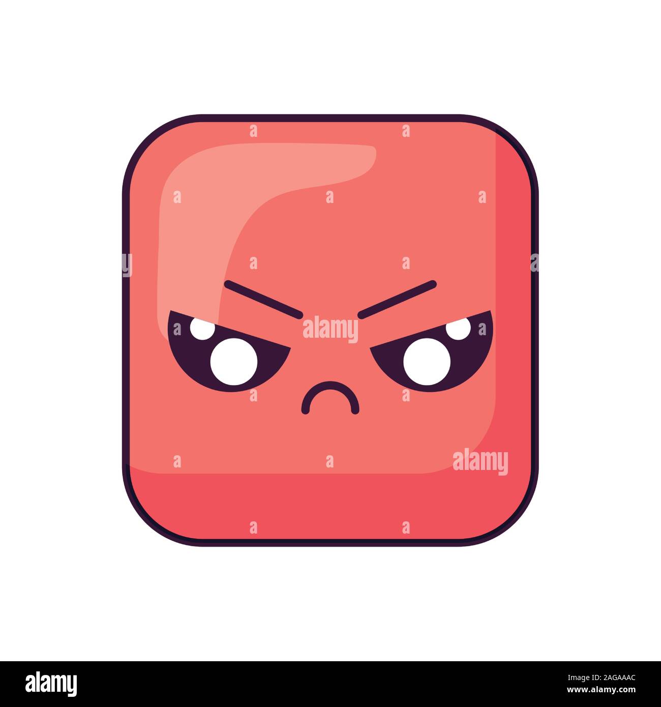 angry square cartoon design, Kawaii expression cute character funny and ...