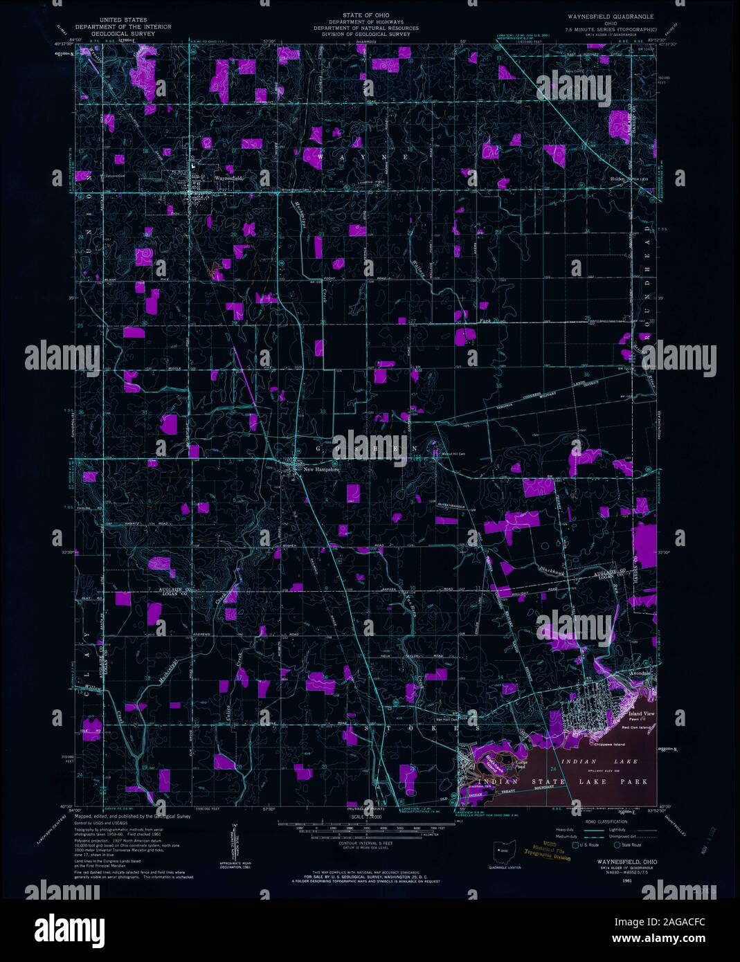 USGS TOPO Map Ohio OH Waynesfield 226516 1961 24000 Inverted ...