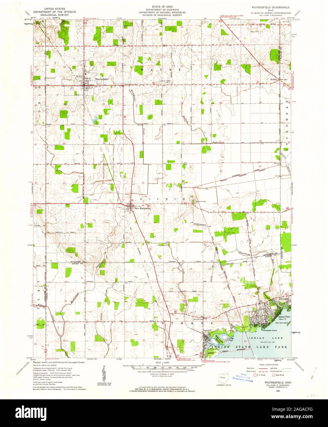 USGS TOPO Map Ohio OH Waynesfield 226516 1961 24000 Restoration Stock ...