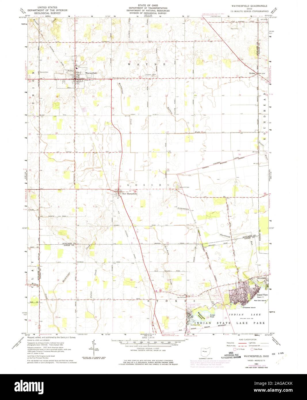 USGS TOPO Map Ohio OH Waynesfield 226517 1961 24000 Restoration Stock ...