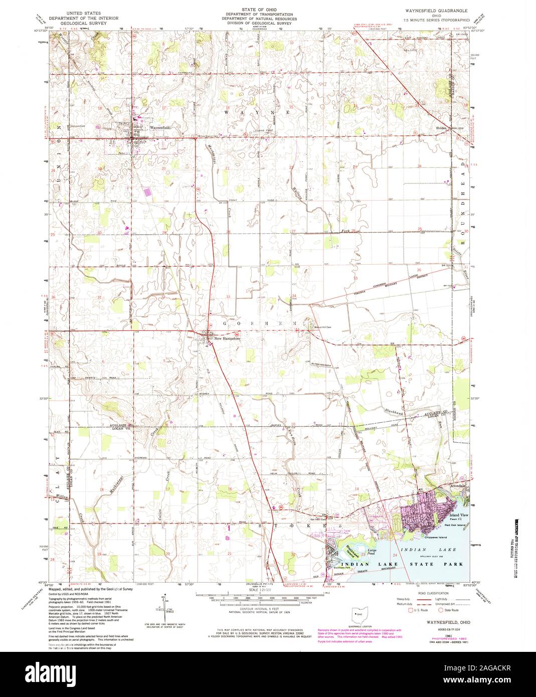 USGS TOPO Map Ohio OH Waynesfield 226518 1961 24000 Restoration Stock ...
