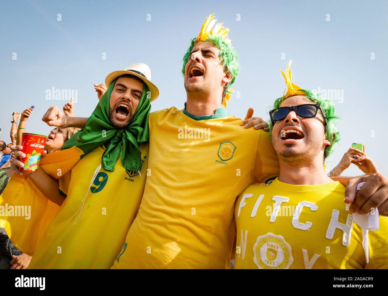 Brazil football fans flag hi-res stock photography and images - Alamy