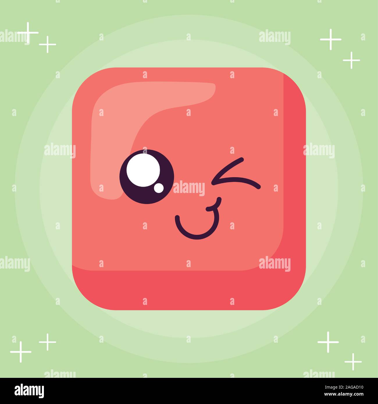 happy square cartoon design, Kawaii expression cute character funny and ...